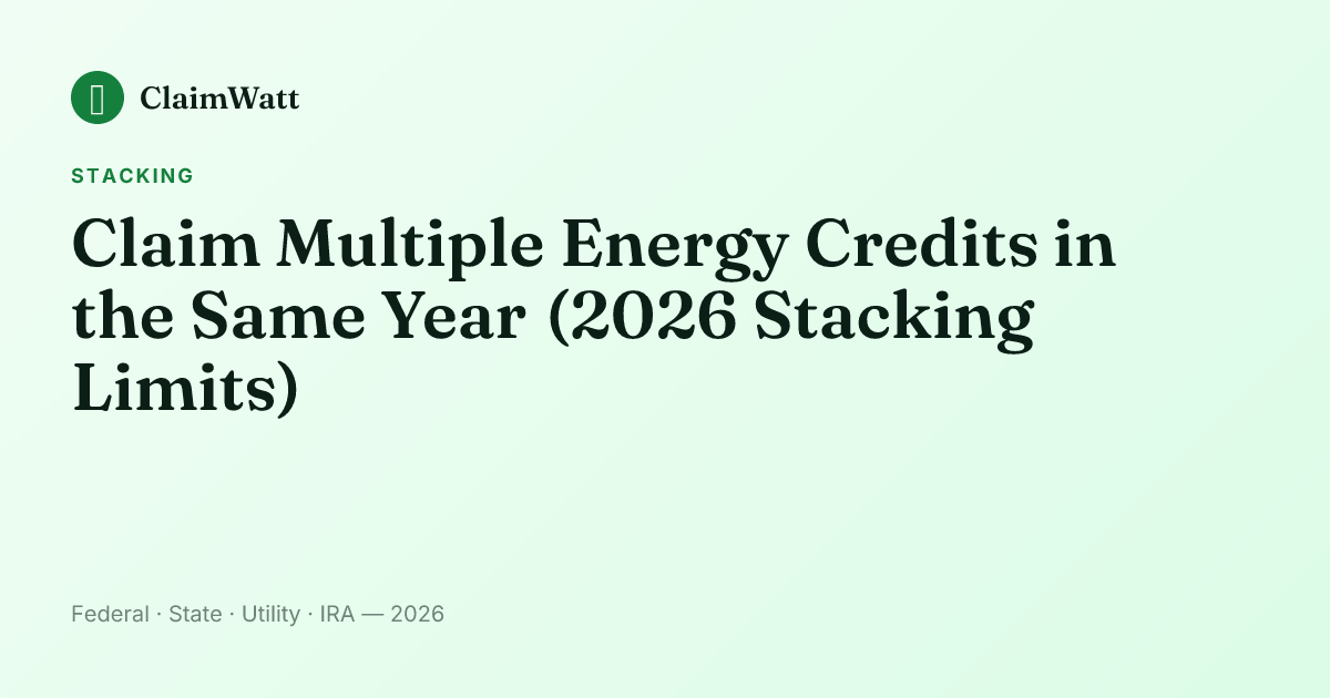 Multiple Energy Credits Same Year 2026 — Stacking 25C, 25D, 30D, 30C